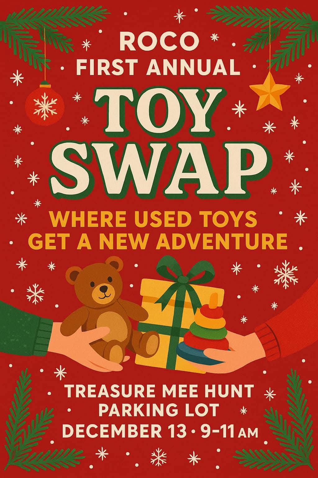 ROCO First Annual Toy Swap Happening December 13 at Treasure Mee Hunt ...